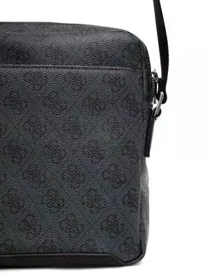 Guess Monogram-print Messenger Bag With Logo Plaque