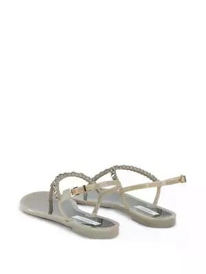 Menghi Crystal-embellished Slingback Flat Sandals - Neutrals