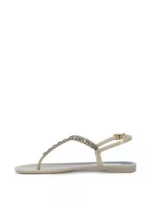 Menghi Crystal-embellished Slingback Flat Sandals - Neutrals