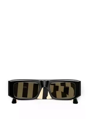 Valentino Garavani Vlogo Stripe-print Rectangle Sunglasses - Black