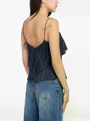 MINIMUM Ruffled Pinstripe Top