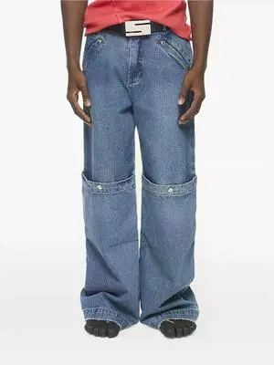 SPENCER BADU Patchwork Detail Wide-leg Jeans
