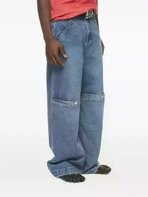 SPENCER BADU Patchwork Detail Wide-leg Jeans