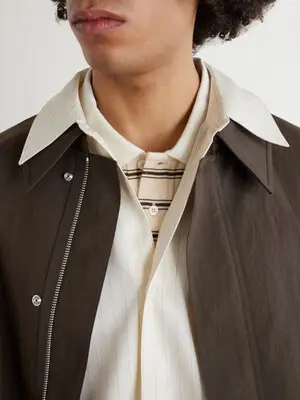 Studio Nicholson View Striped Silk And Cotton-blend Shirt