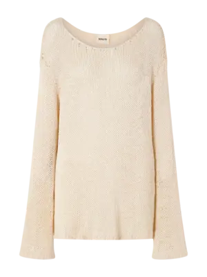 Khaite Davet Open-knit Silk And Cotton-blend Sweater - Neutrals