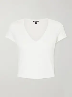 JAMES PERSE Cropped Cotton-blend Jersey T-shirt - White
