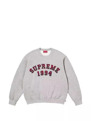 Supreme Plaid Arc Appliqué Sweater - Grey