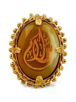 GEM KINGDOM Engraved Bone-embellished Ring - Gold