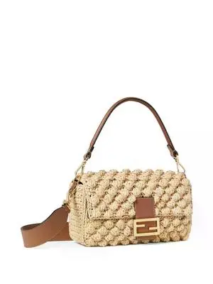 Fendi Medium Baguette Raffia Shoulder Bag