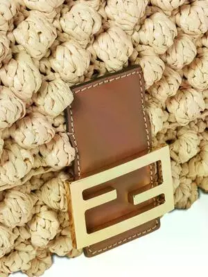 Fendi Medium Baguette Raffia Shoulder Bag
