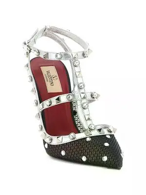 Valentino Garavani Rockstud Crystal-embellished Pumps - Silver