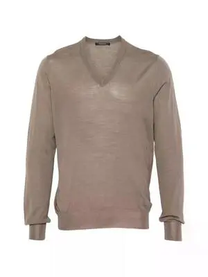 Tagliatore V-neck Sweater - Brown
