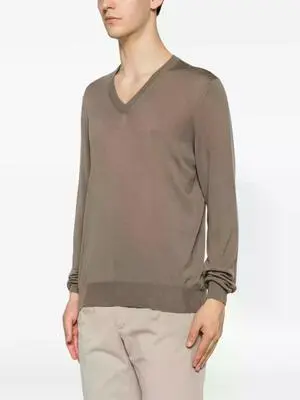 Tagliatore V-neck Sweater - Brown