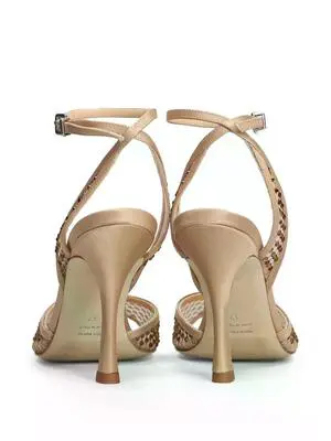 CHANTAL Crystal-embellished Mesh-panel Sandals - Neutrals