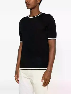MONTECORE Contrast-trim Fine-knit T-shirt