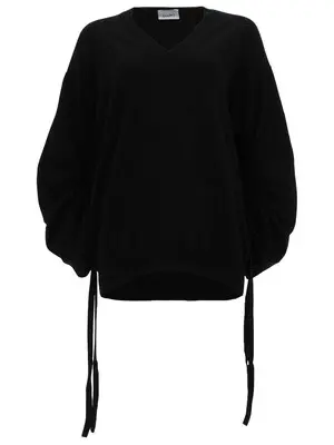 NUDE Maglia In Cotone Con Scollo A V - Black