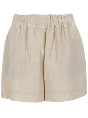 120% Lino Thigh Length Shorts For Women