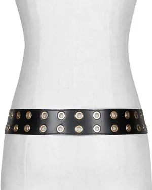 ALLSAINTS Flat Eyelets Leather Belt - Black