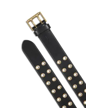 ALLSAINTS Flat Eyelets Leather Belt - Black