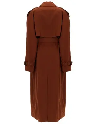 Saint Laurent Trench In Cotton And Silk - Brown