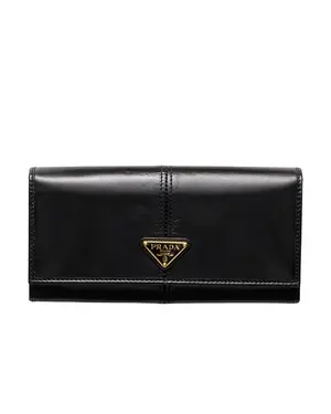 Prada Large Leather Wallet - Black