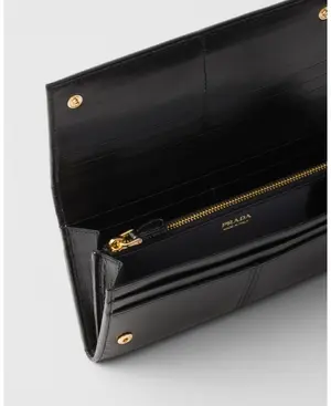 Prada Large Leather Wallet - Black