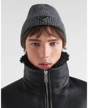 Prada Wool And Cashmere Beanie - Grey
