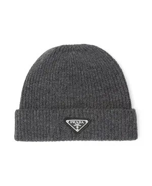 Prada Wool And Cashmere Beanie - Slate Gray