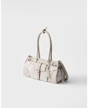 Prada Bonnie Medium Printed Linen And Leather Handbag