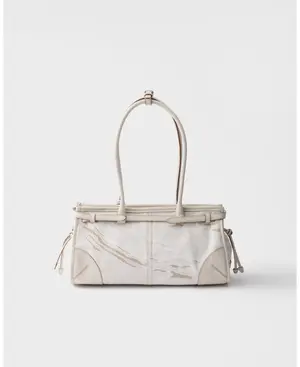 Prada Bonnie Medium Printed Linen And Leather Handbag