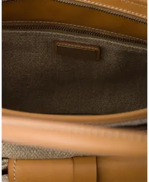 Prada Linen And Leather Tote Bag