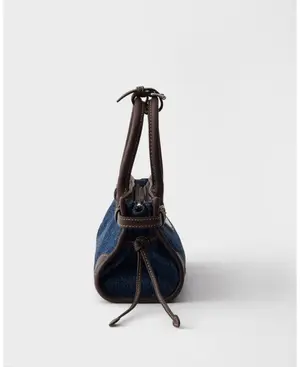 Prada Small Denim And Leather Handbag - Blue