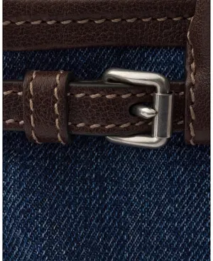 Prada Small Denim And Leather Handbag - Blue