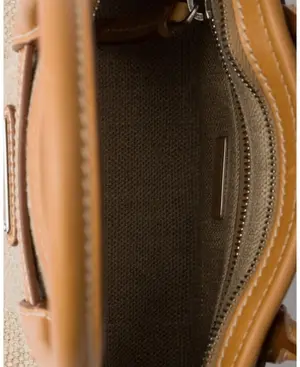Prada Small Linen And Leather Handbag - Neutral
