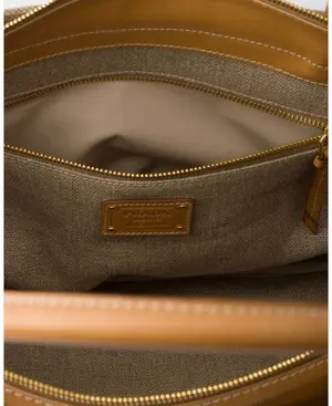 Prada Linen And Leather Tote Bag - Neutral