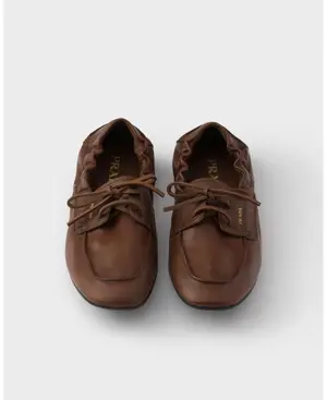 Prada Shuffle Antiqued Leather Boat Shoes - Brown
