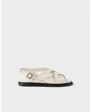 Prada Antiqued Leather Sandals - Neutral