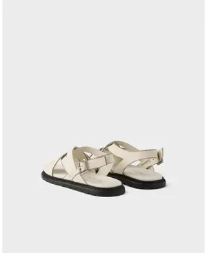 Prada Antiqued Leather Sandals - Neutral
