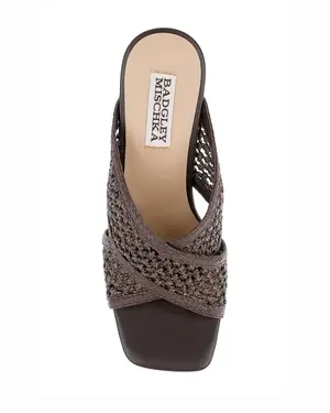 Badgley Mischka Raffia Wedge Sandals - Brown
