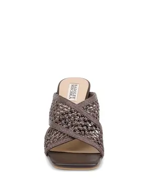 Badgley Mischka Raffia Wedge Sandals - Brown