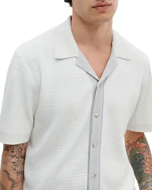 Rag & Bone Harvey Blocked Camp Collar Shirt - Chalk