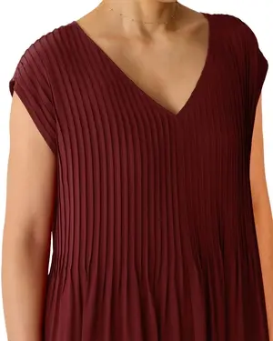 Eileen Fisher Silk Crepe De Chine V-neck Midi Dress