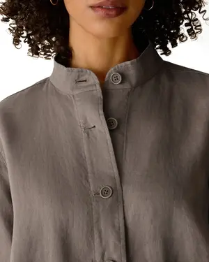Eileen Fisher Stand Collar Linen Jacket - Walnut