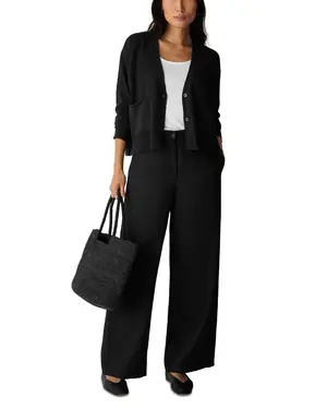 Eileen Fisher High-rise Wide-leg Linen Pants - Black
