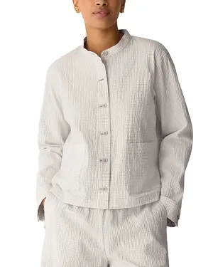 Eileen Fisher Mandarin Collar Jacket - Chalk