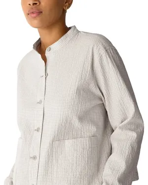 Eileen Fisher Mandarin Collar Jacket - Chalk