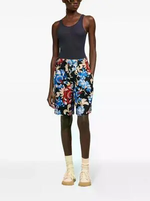 AMI Paris Floral-print Elasticated-waist Shorts