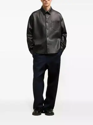 AMI Paris De Coeur Leather Shirt Jacket