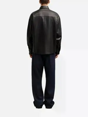 AMI Paris De Coeur Leather Shirt Jacket