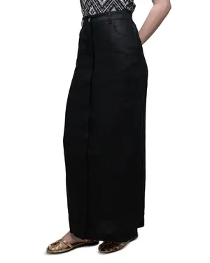 POINT Linen Sheath Skirt - Black